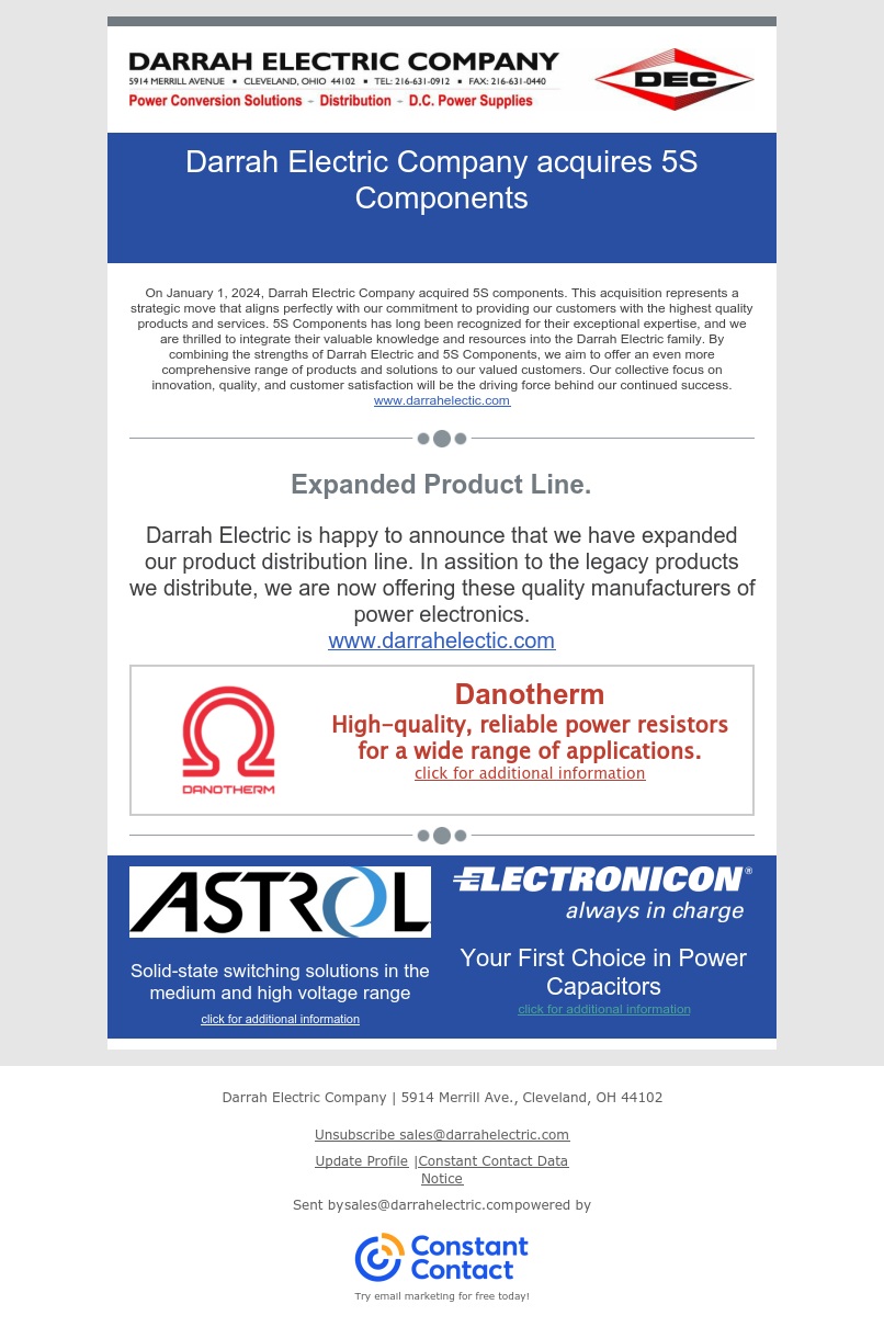 Darrah Electric acquires 5S Components | Darrah Electric Blog